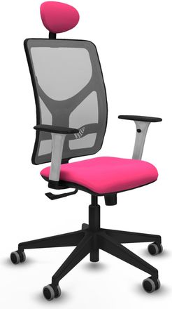 Piqueras y Crespo Schreibtischstuhl mit wei&szlig;en und schwarzen Armlehnen, h&ouml;henverstellbare Lendenwirbelst&uuml;tze und festes Kopfteil, ausgestattet mit 3 Positionen, Grau/Ro