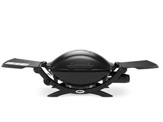 Weber Q2000 Gasgrill, 54 x 39cm Grillfäche, portabler BBQ Grill, 1 Brenner, mit ausklappbaren Seitentischen, 2-geteilter porzellanemaillierter Guss-Grillros