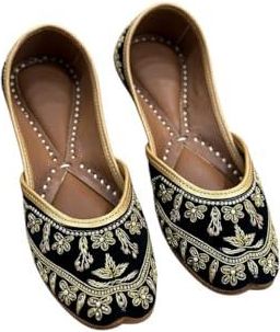 Generic Femmes Mariage Jutti Etnic Broderie Khussa Mode de mari&eacute;e Mojari Ventre plat Taille US 6-10 DLY, motif 1, 39.5 EU