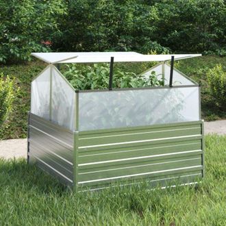 vidaXL Vidaxl - Lit surélevé de jardin avec serre 100x100x85 cm Argenté