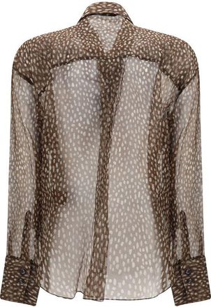 Brunello Cucinelli Dapple Silk Organza Blouse - Brown