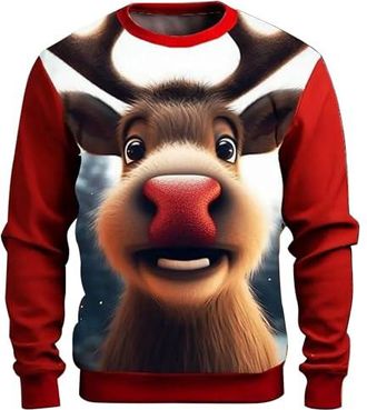Generic Sweats de No&euml;l Hommes Dr&ocirc;le Le P&egrave;re No&euml;l Imprim&eacute; Pull Moche de Noel Homme D&eacute;contract&eacute; Homme Pull Moche No&euml;l Drole Sweater Col Rond Pull Chaud Sweats M