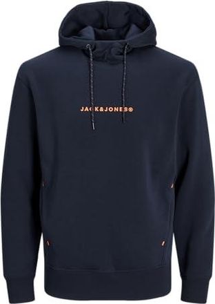 Jack & Jones Plus Size Jjtree Sweat Hood Pls Sweatshirt à Capuche, Navy Blazer/Print:Jack&Jones, 4XL Grande Taille Homme