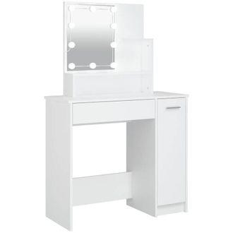 vidaXL Schminktisch mit led Wei&szlig; 86,5x35x136 cm Vidaxl