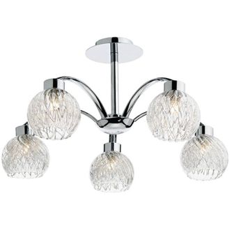 D&auml;r Lighting DAR YASMIN - Plafonnier Semi Plafonnier Chrome Poli, 5x G9