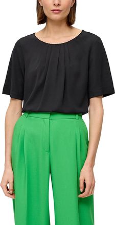 s.Oliver Black Label Kurzarmbluse mit Rundhalsausschnitt schwarz 34