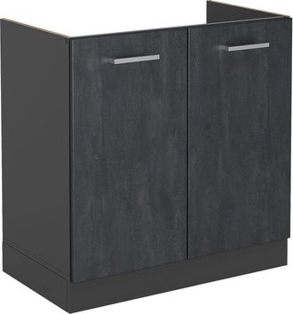 Vicco Sp&uuml;lenunterschrank R-Line, Schwarz Beton, 80 cm AP Anthrazit, Vicco