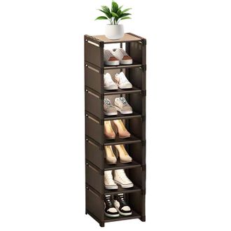 Generic Faltbarer Schuh-, Schuh-Schrank - Stapelbarer - F&uuml;r Den Eingangsbereich - Mehrschichtige Aufbewahrungsbox, Schwarzer Haushalts-Schuh- F&uuml;r Zuhause, Woh