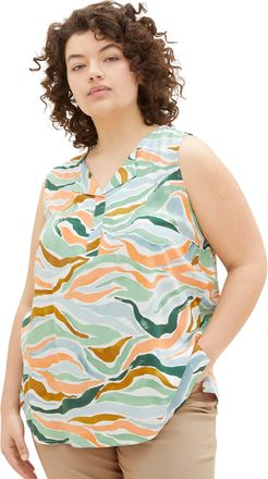 Tom Tailor Damen 1035965 Plussize Bluse mit Muster, 31122 - Colorful Wavy Design, 48 Große Größen