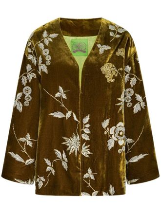Shanghai Tang veste &agrave; ornements de perles - Marron