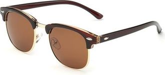 Generic Lunettes De Soleil Polaris&eacute;es En M&eacute;tal For Homme Et Femme, Tendance, Monture Carr&eacute;e, Confort Optimal For Les Soir&eacute;es(Brown)