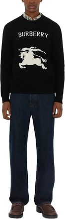 Burberry Logo-Knitted Cashmere Blend Sweater - Black