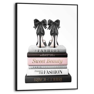 Reinders Gerahmtes Bild, Fashion B&uuml;cher, Schlafzimmer, Bilder, Wanddeko, Room Decor, MDF, Schwarz, 40 x 30