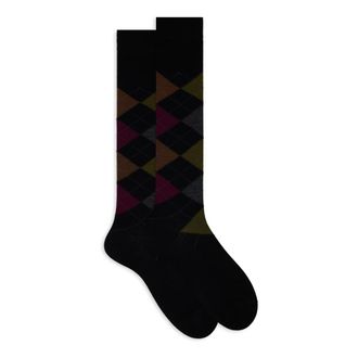 Gallo Gallo, Homme, Sous-vêtements, Multicolore, Taille: M Chaussettes longues noires pour hommes avec motif dinsertion