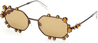 Swarovski Geometrisch verzierte Sonnenbrille - Braun