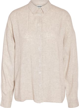 Noisy May Damen Nmleilani L/S Loose Shirt WVN Noos Hemd, Natural, M EU
