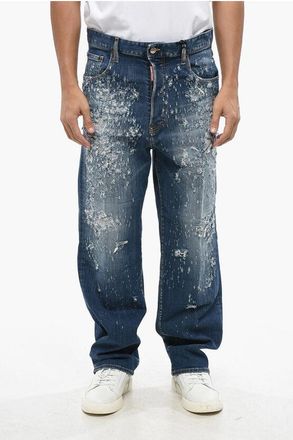 Dsquared2 Vintage Effect LOOSE Jeans with Leather Patch 22cm size 46