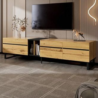 Generic Moderner TV/Sideboard-St&auml;nder 180 cm. Minimalistisches Design mit Doppelt&uuml;ren, offenen Nischen und einem Klappfach f&uuml;r optimierten Stauraum