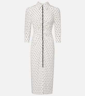 Carolina Herrera Robe chemise en soie &agrave; pois