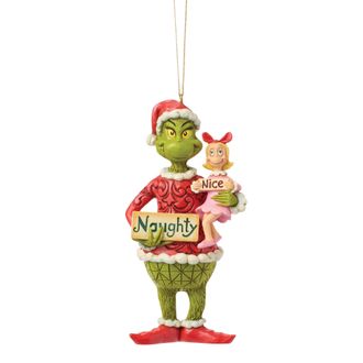 Enesco Dr. Seuss Grinch von Jim Shore Grinch und Cindy Lou halten freche und sch&ouml;ne Schilder, h&auml;ngende Ornamente, 13 cm, Mehrfarbig