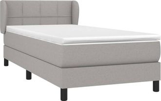 vidaXL Vidaxl - Lit &agrave; sommier tapissier avec matelas Gris clair 100x200cm Tissu