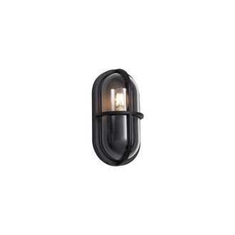 QAZQA Industrie I Vintage I Outdoor-Außen Wandleuchte schwarz oval IP65 - Target I Außenbeleuchtung - Aluminium Oval - LED geeignet E27