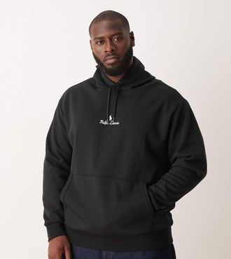 Polo Ralph Lauren Big & Tall - Sweat à capuche en double maille avec logo manuscrit au centre - Noir