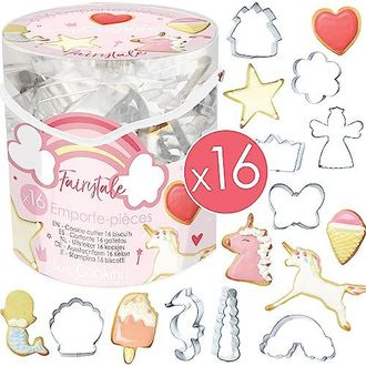 ScrapCooking 16er Einhorn Ausstecher Set - Plätzchen Ausstechformen Keksausstecher - 16 Stück - Regenbogen, Fee, Meerjungfrau, Krone, Blume - Backform - Ausstecher