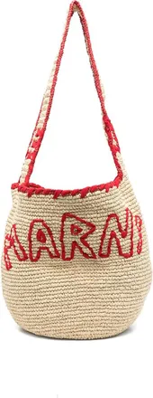 Marni Logo-embroidered Paper Shoulder Bag