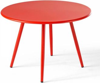 Oviala Oviala - Table basse de jardin ronde en m&eacute;tal rouge 50 cm - Palavas