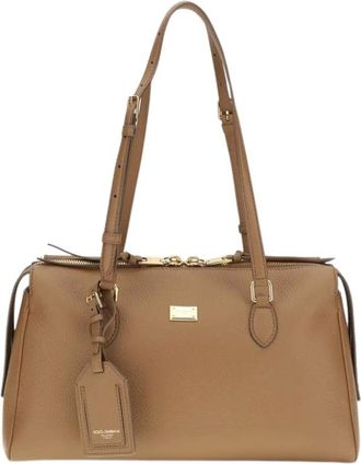 Dolce & Gabbana Sac &agrave; main en cuir avec poign&eacute;e sup&eacute;rieure - Femme - Sacs - Beige - Taille: ONE Size