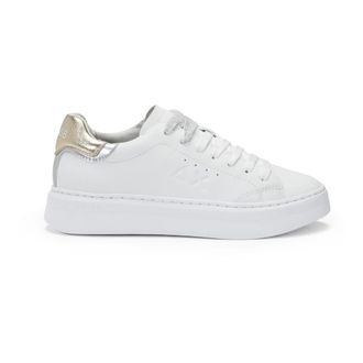 Sun 68 Femme, Chaussures, Blanc, Taille: 41 EU Baskets blancs en cuir avec détails métalliques