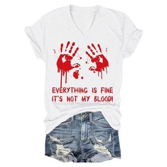 Generic T-shirt imprim&eacute; &agrave; manches courtes et col rond pour femme, rouge past&egrave;que, 3XL