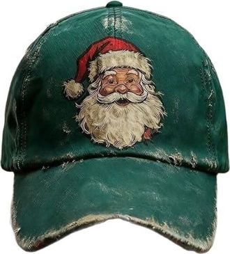 Generic Weihnachts-Baseballm&uuml;tze - Verstellbare Weihnachtsmann-Stickerei, Urlaubs-Kopfbedeckung Im Vintage-Stil, Festliches Unisex-Accessoire, Coole Freizeitm