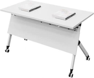 Generic Klappbarer mobiler Tisch, klappbarer Konferenztisch mit feststellbaren Rollen, mobiler Schulungstisch, platzsparender Besprechungstisch mit Klappmecha