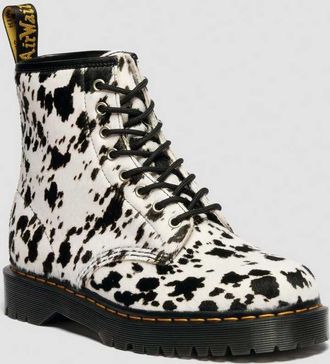 Dr. Martens 1460 Bex Dalmatiner Hair On Leder Stiefel in Creme, Gr&ouml;&szlig;e: 36