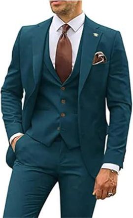 Generic Costume 3 pièces pour homme - Coupe ajustée - Smoking de mariage - Costume de fête formelle, comme sur limage, 4XL