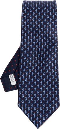 Ferragamo Homme, Accessoires, Bleu, Taille: ONE Size Cavalluccio Silk Tie