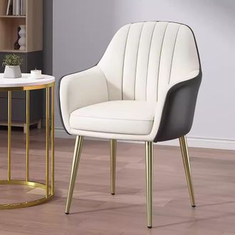 Generic Ergonomischer Schminkstuhl Aus Kunstleder Mit Metallbeinen for Schlafzimmer Oder Wohnzimmer - Orange Und Wei&szlig;(Dark Gray+White)