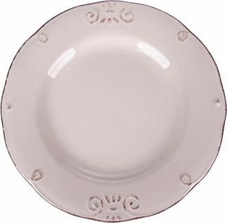 Villa D'Este Home Tivoli Set 6 Teller aus emailliertem Steinzeug Ø27 cm, Herzogin Vanilla