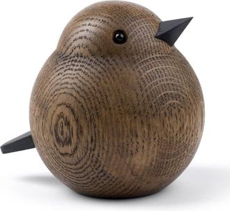 Novoform Design - Papa Sparrow - Dekofigur, Holzfigur - Spatz - Eichenholz, gebeizt - Maße (LxBxH): 11,5 x 9,3 x 10 cm