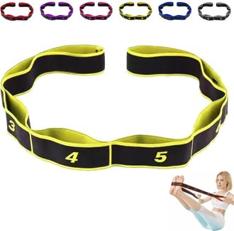 Generic Fitness Resistance Band for Stretching and Yoga, Number Stretch Resistance Band with Clear Markings, 8-Section Elastic Training Bands (Yellow)
