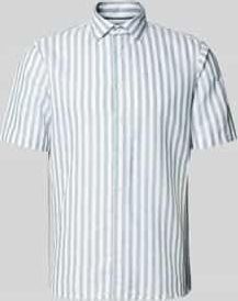 Jake*s Slim Fit Business Hemd aus Leinen-Misch mit Kentkragen