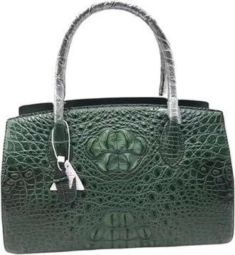 Generic Sac cabas classique pour femme en cuir de crocodile v&eacute;ritable, grand sac &agrave; main &agrave; poign&eacute;e sup&eacute;rieure, sac fourre-tout pour femme en cuir dalligator, i