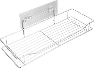 BESPORTBLE SHINEOFI 1 Satz Bohrfreies Edelstahl Wandregal f&uuml;r Badezimmer und K&uuml;che Abtropfendes Aufbewahrungsregal mit Zubeh&ouml;r Rostfrei Platzsparend f&uuml;r Toilette