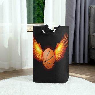 Mnsruu Wäschekorb Eimer Basketball Schmutzwäsche Korb Groß Faltbarer Wäschesack mit Griffen