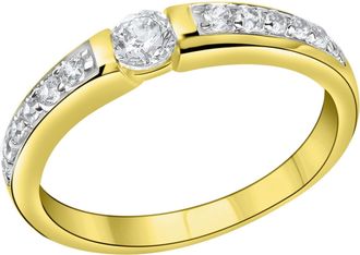 Fascination by Ellen K Ring 375/- Gelbgold teil rhodiniert Zirkonia