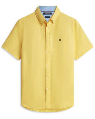 Tommy Hilfiger Kurzarmhemd aus Baumwolle und Leinen, Regular Fit in