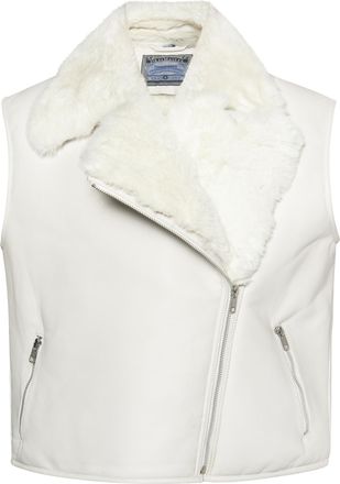 Dreimaster Dreimaster Lederweste Damen Wollweiss