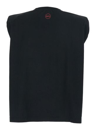 AG - Adriano Goldschmied Womens Top With Logo Back Black Cotton T-Shirts & Jerseys